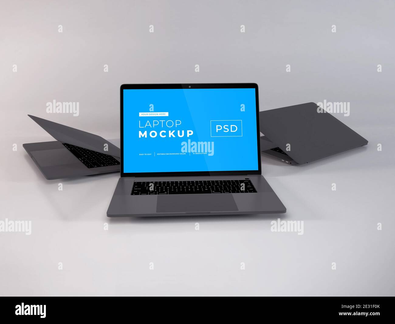 Realistic Laptop Mockup Template Scene Stock Photo - Alamy