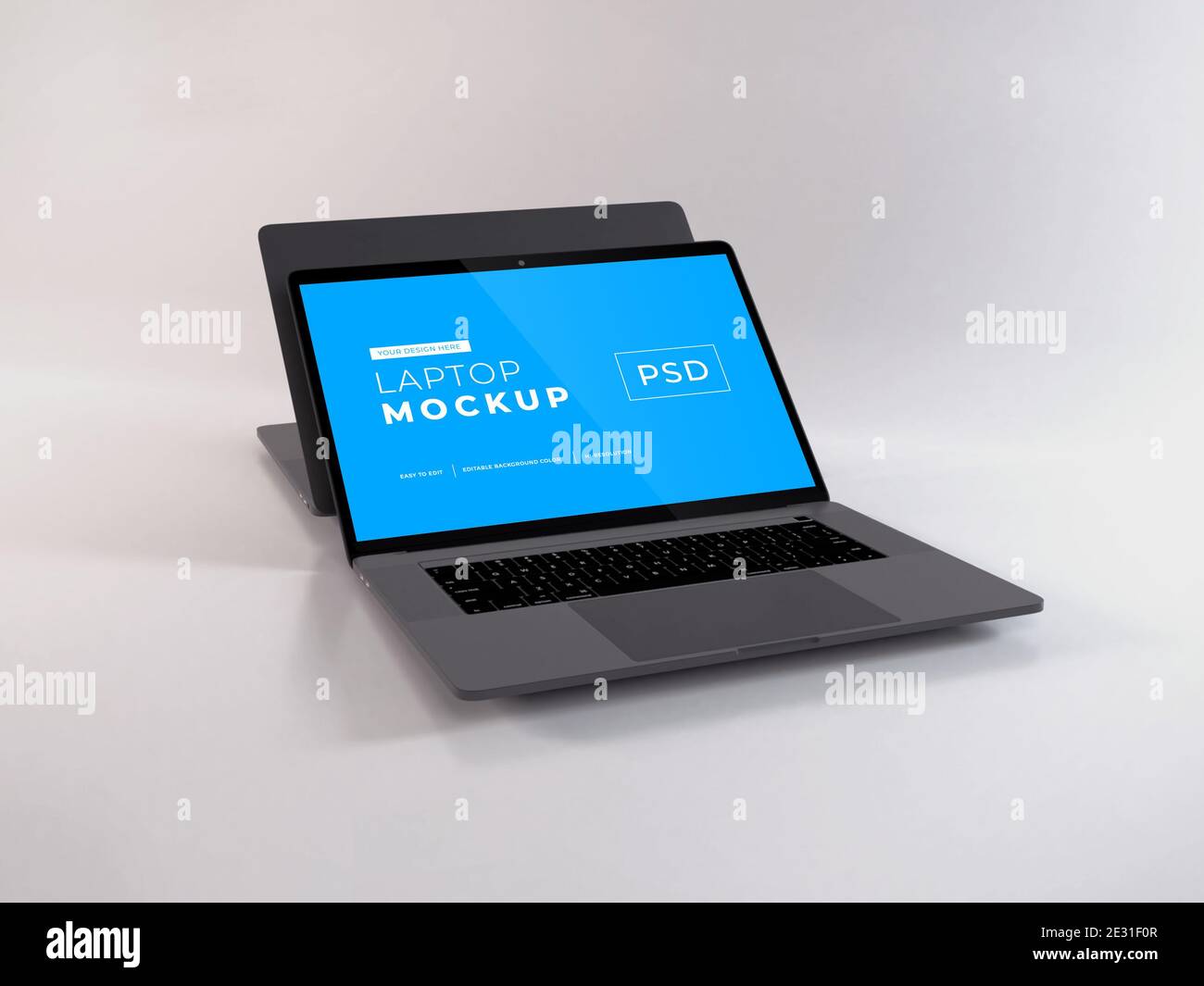 Realistic Laptop Mockup Template Scene Stock Photo - Alamy