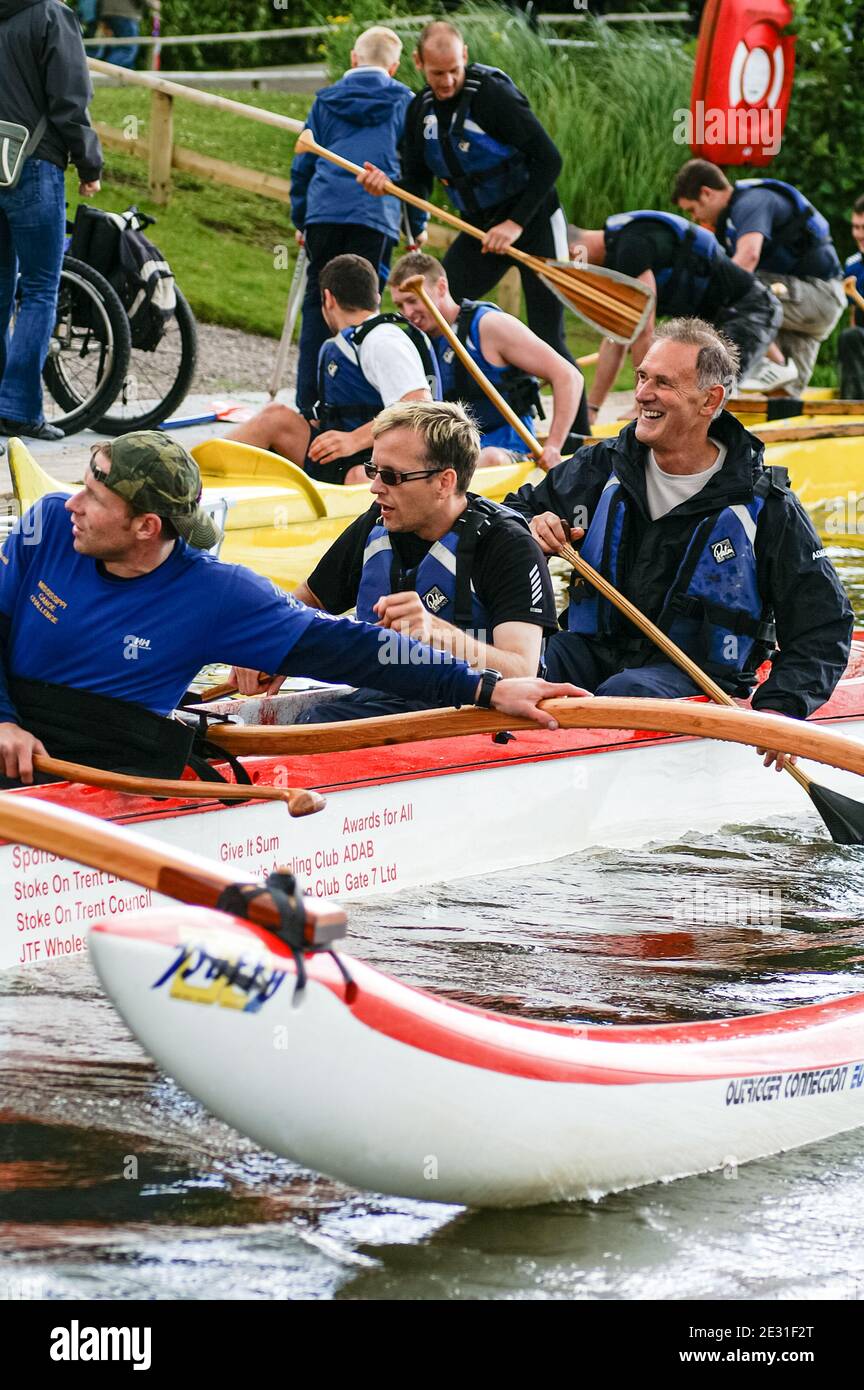 People paddling V6 Hawaiian outrigger canoes (known as va'a), UK Stock ...