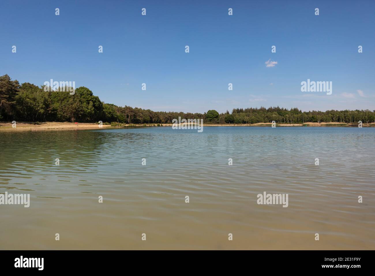 Dutch lake with a beach in the Netherlands used for recreation ...
