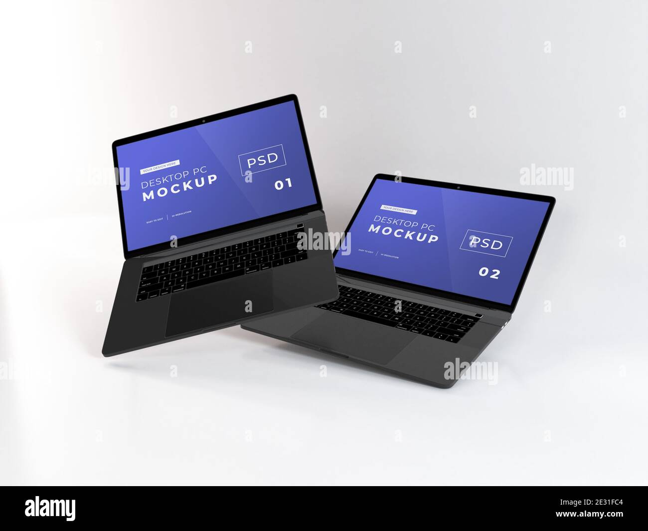 Realistic Laptop Mockup Template Scene Stock Photo - Alamy