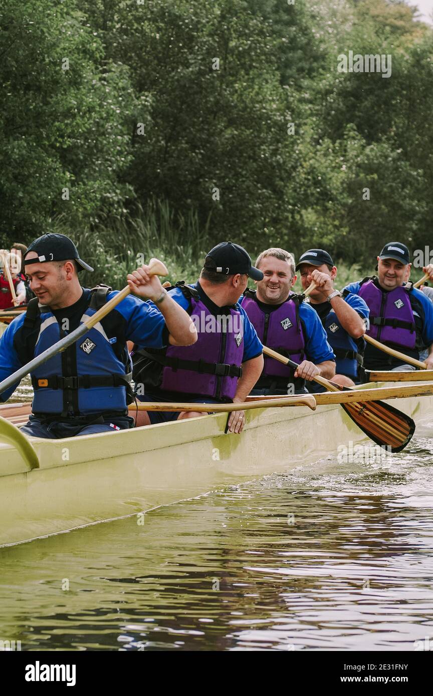 People paddling V6 Hawaiian outrigger canoes (known as va'a), UK Stock ...
