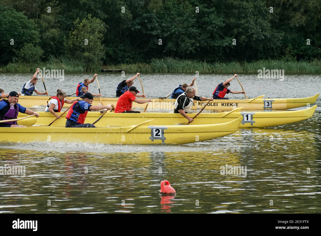 People paddling V6 Hawaiian outrigger canoes (known as va'a), UK Stock ...