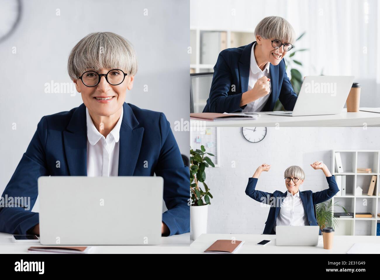 Collage mature team leader hi-res stock photography and images - Alamy