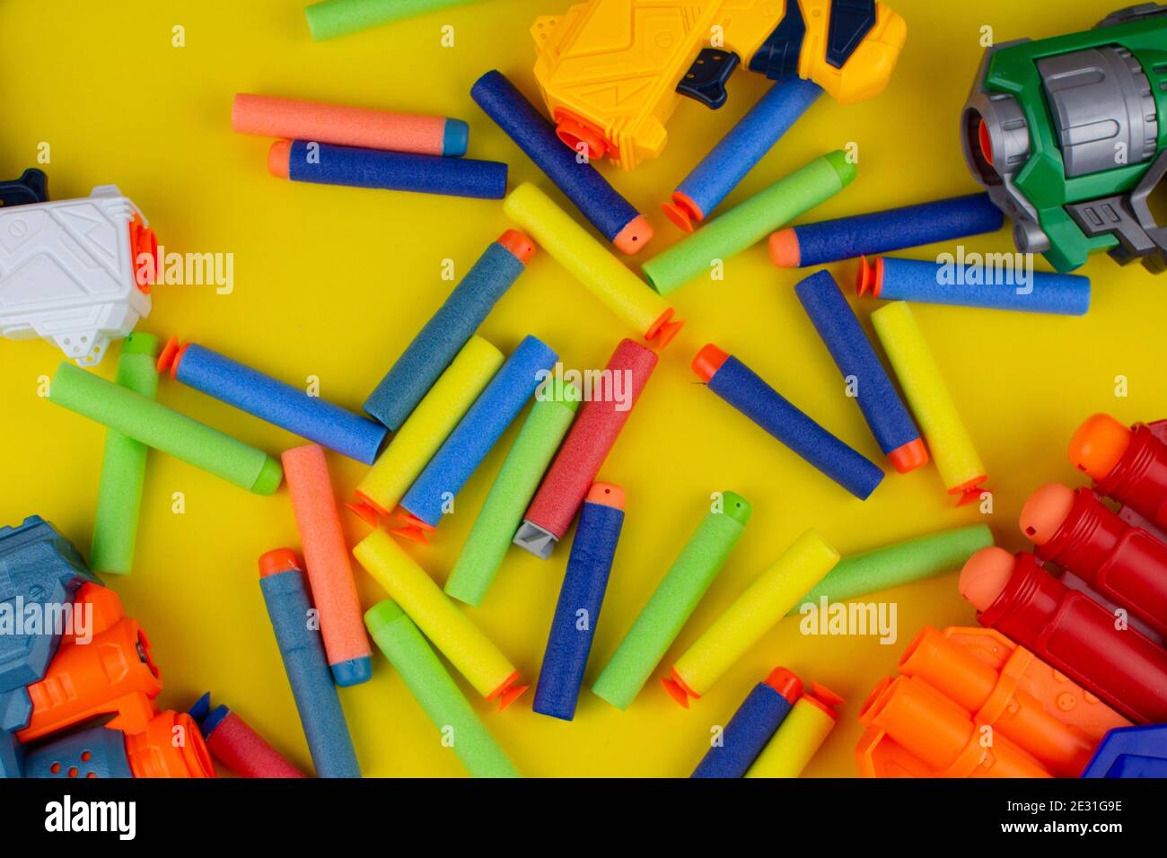a toy gun with color soft bullets children toy Stock Photo - Alamy