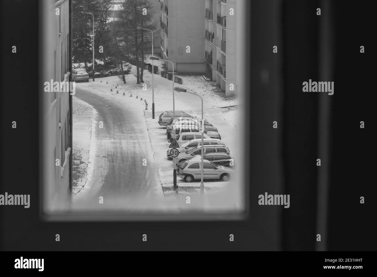 Housing estate view from Black and White Stock Photos & Images - Alamy