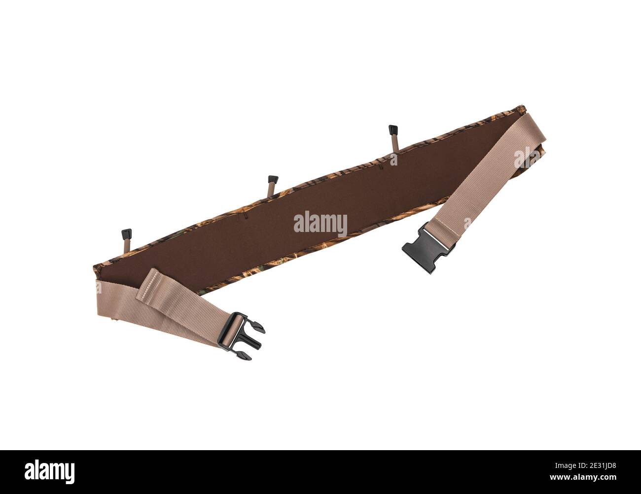Modern camouflage hunting bandolier isolate on white background. Hunter ...