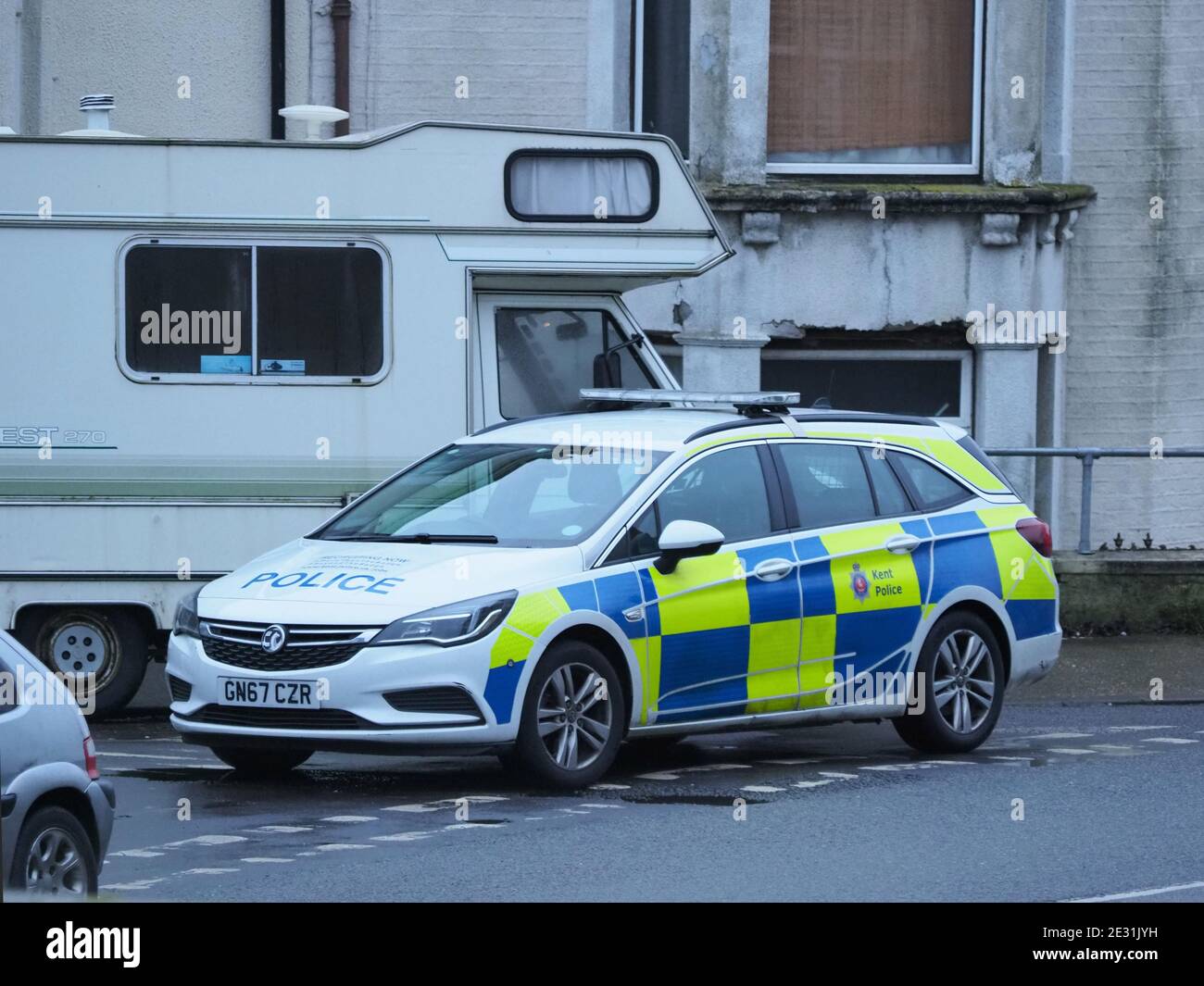 Sheerness, Kent, UK. 16th January, 2021. Police have taped off/blocked ...
