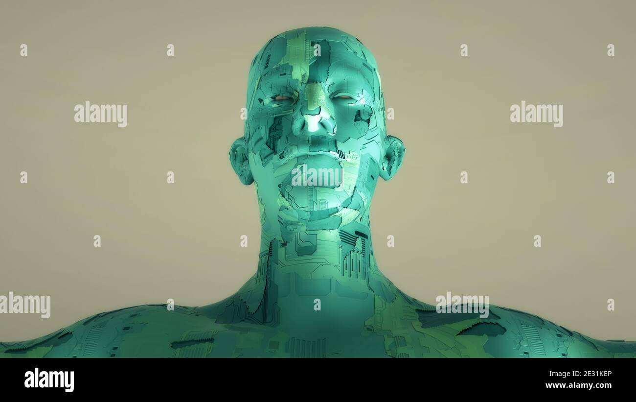 3d render. Head Human shattered portrait Stock Photo - Alamy