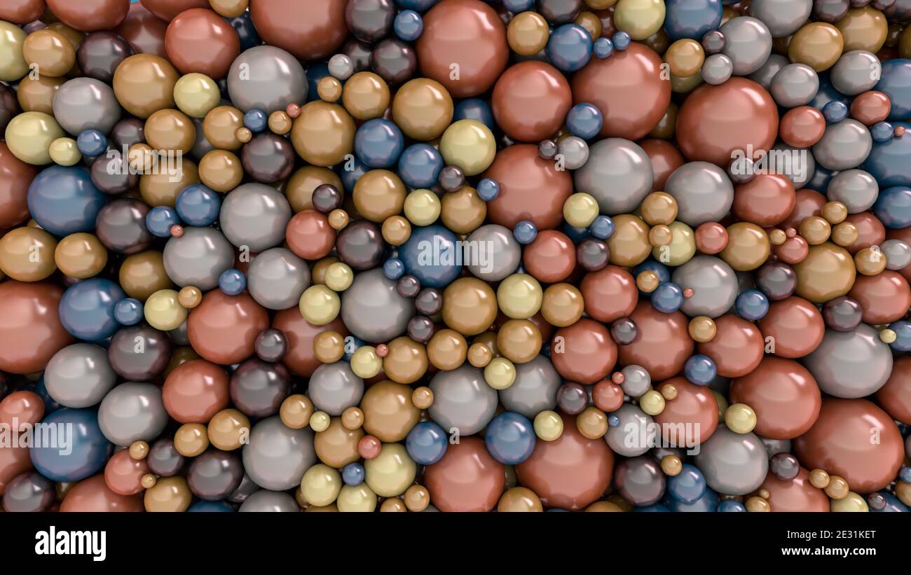 3d render. Abstract of spheres of different colors and sizes Stock ...