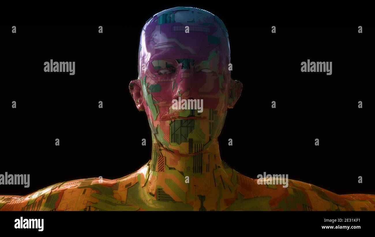 3d render. Head Human shattered portrait Stock Photo - Alamy