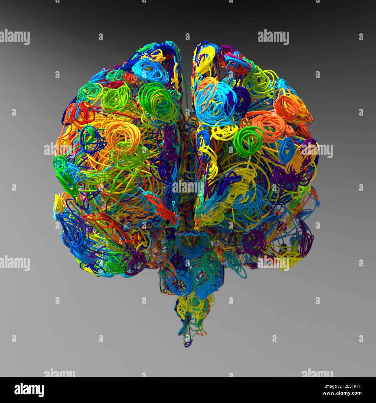 3d render. Brain colored illustration Stock Photo - Alamy