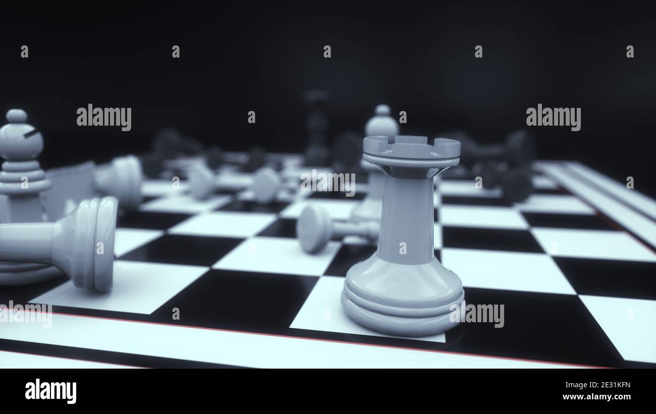 3d render. Chess board and pieces Stock Photo - Alamy