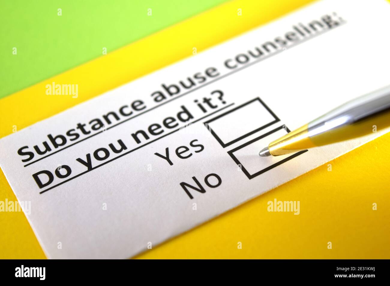 One person is answering question about substance abuse counseling Stock ...