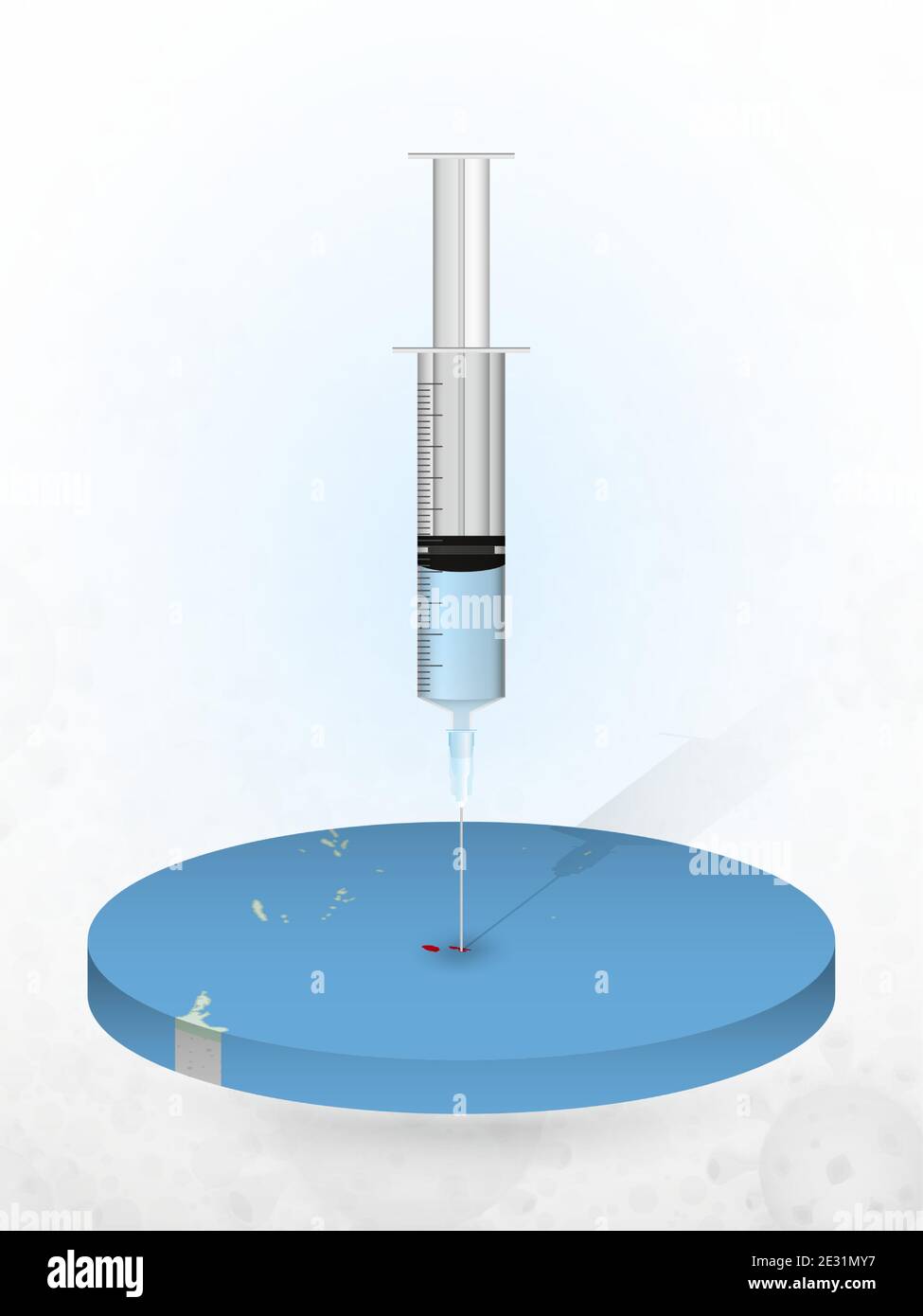 Vaccination of Fiji, injection of a syringe into a map of Fiji. Vector ...