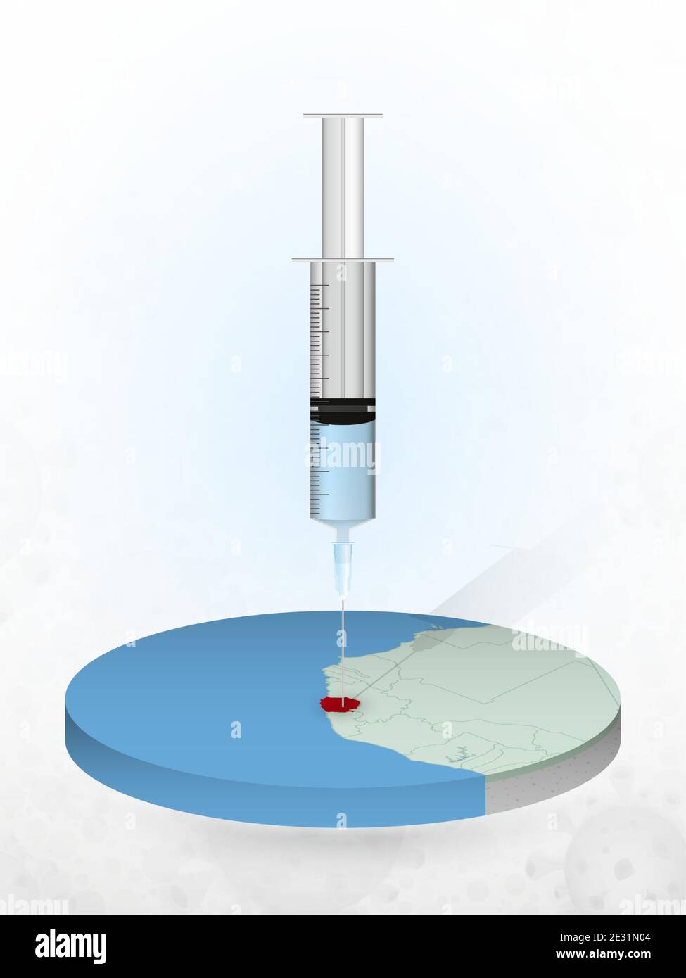 Vaccination of Sierra Leone, injection of a syringe into a map of ...