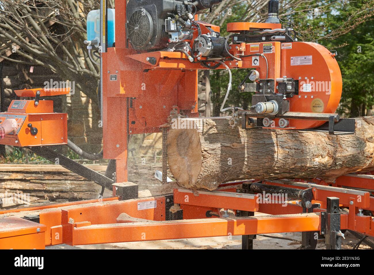 Arbor Day at The Holden Arboretum. April 27, 2014. log cutting machine ...