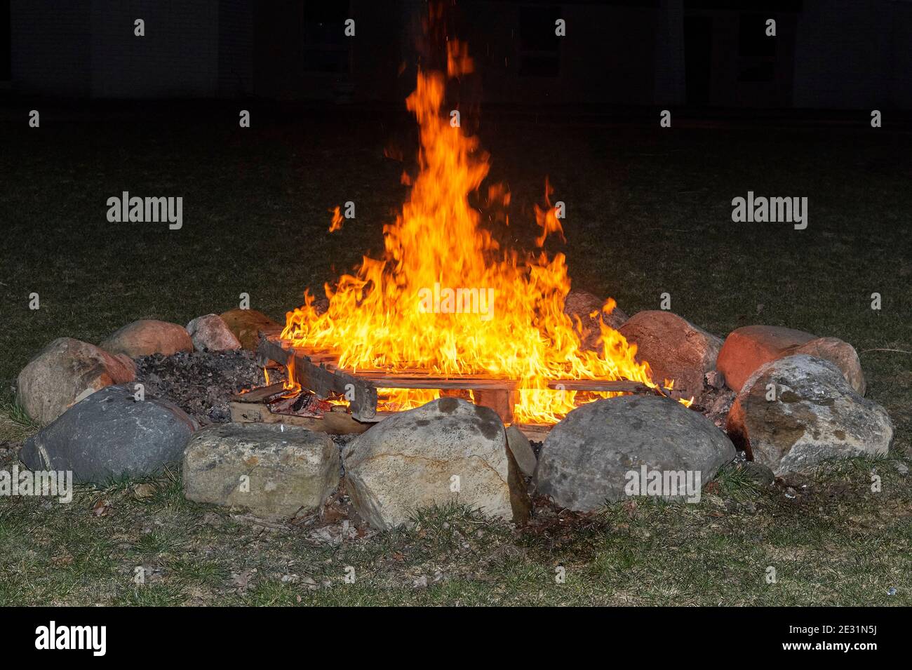 large ceremonial fire during church service Stock Photo - Alamy