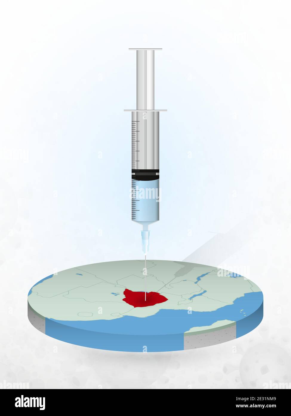Vaccination of Zimbabwe, injection of a syringe into a map of Zimbabwe ...
