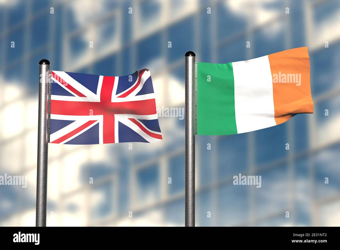3d render of an flag of Great Britain and Ireland, in front of an ...