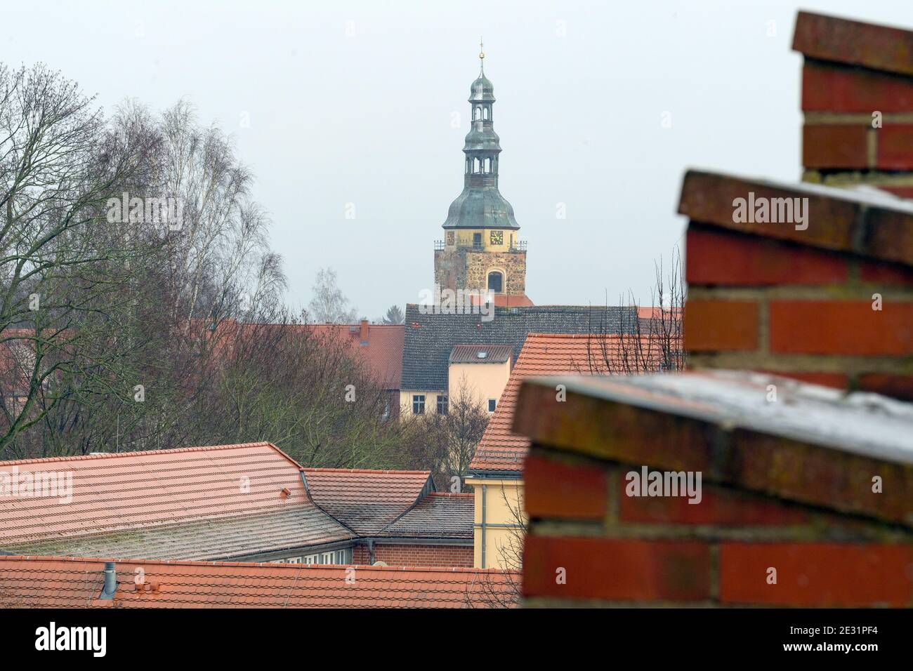 Bad Belzig, Germany. 12th Jan, 2021. The church of St. Mary near the ...