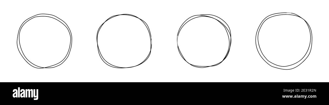 Set of round hand drawn doodle frames isolated on white background ...