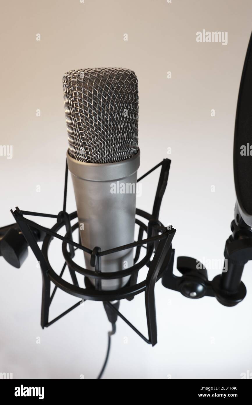 Vertical closeup of a studio microphone Stock Photo - Alamy