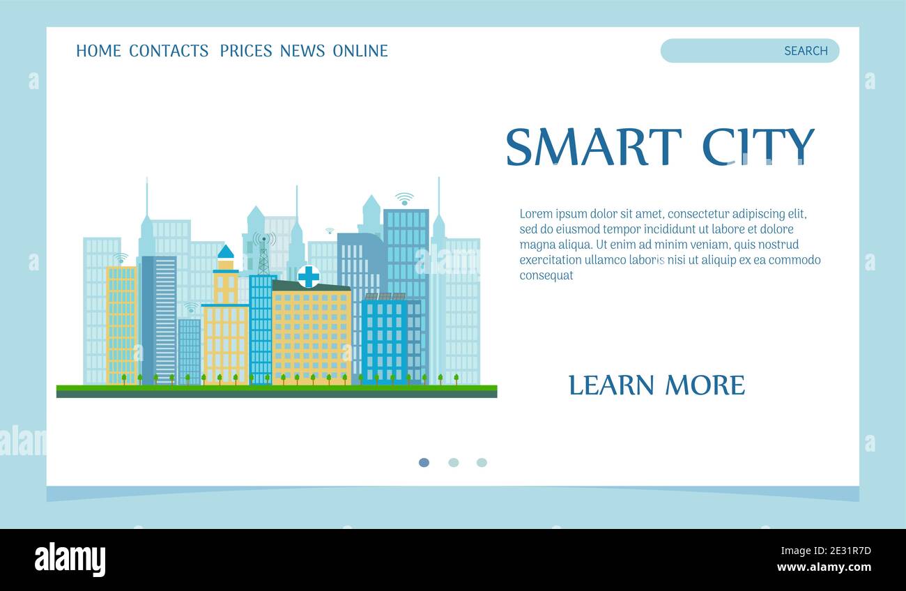 Landing page smart city concept, web template stock vector illustration ...