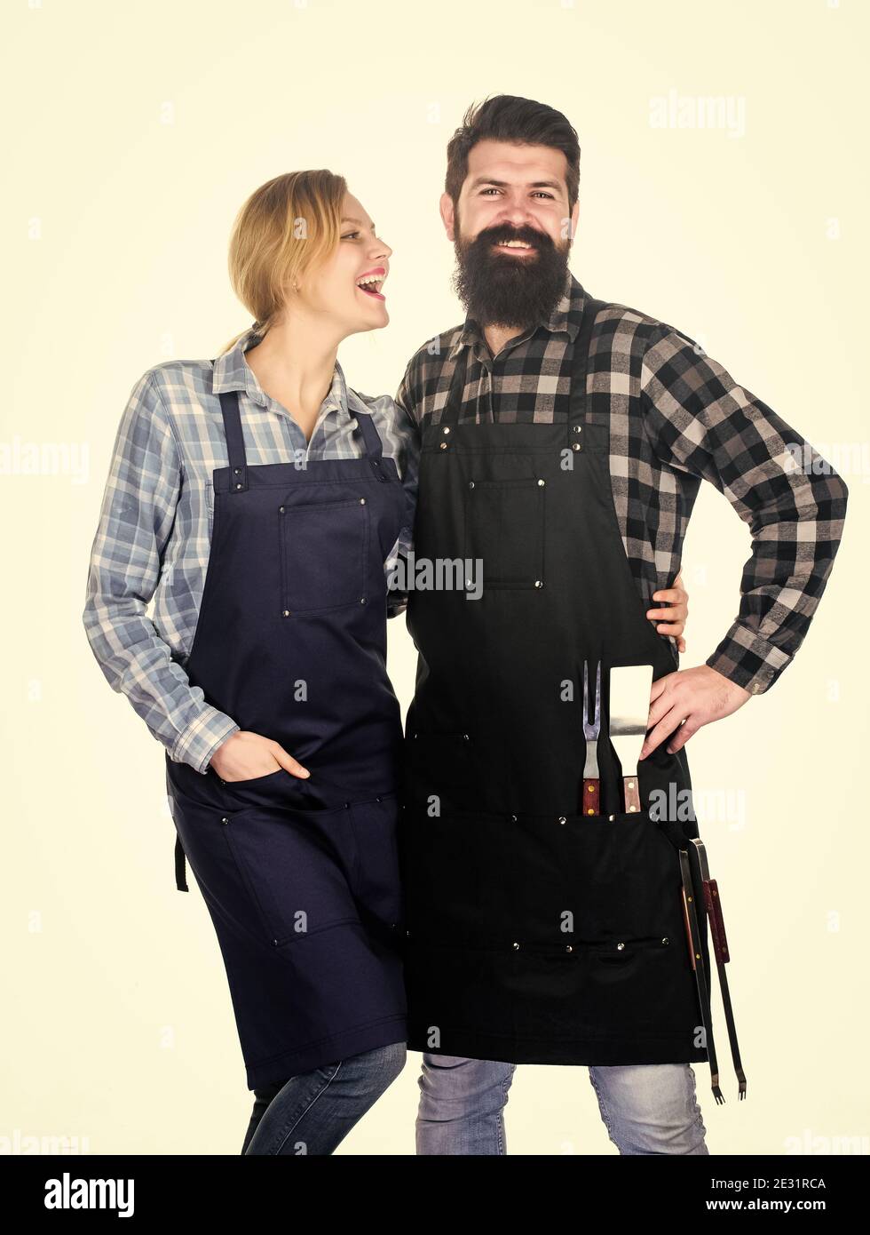 Couple in love getting ready for barbecue. Picnic and barbecue. Man ...