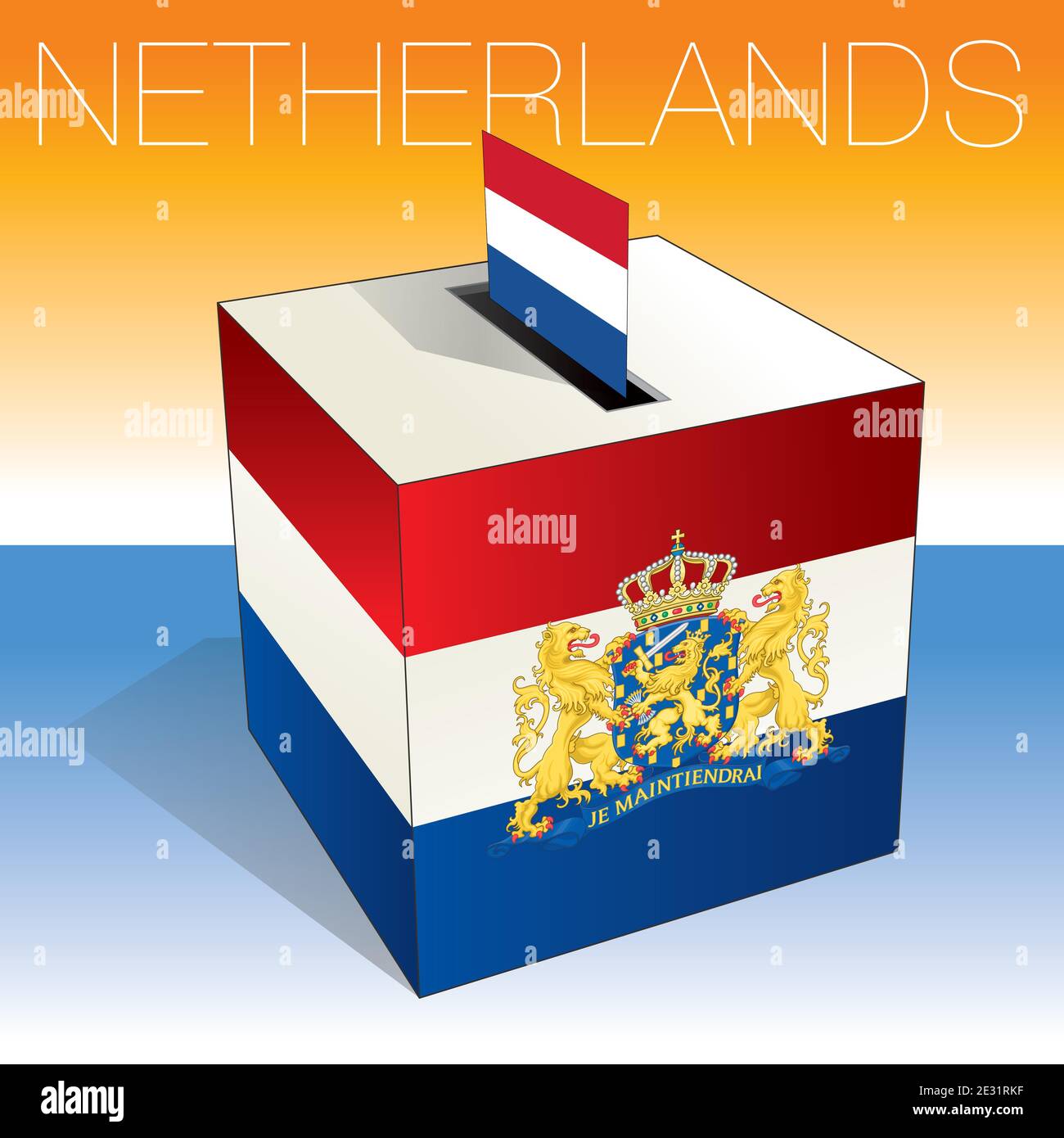Dutch ballot box with symbols of Netherland and flags, vector ...