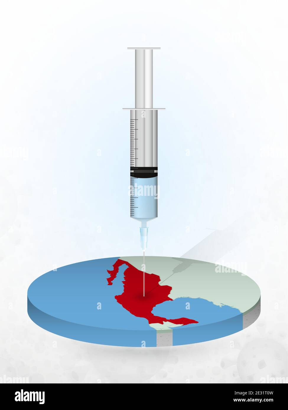 Vaccination of Mexico, injection of a syringe into a map of Mexico ...