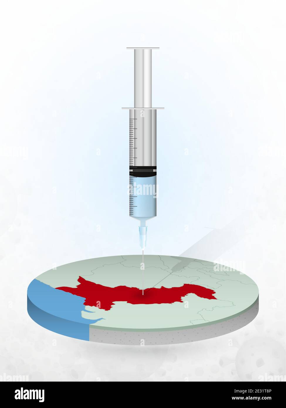 Vaccination of Pakistan, injection of a syringe into a map of Pakistan ...