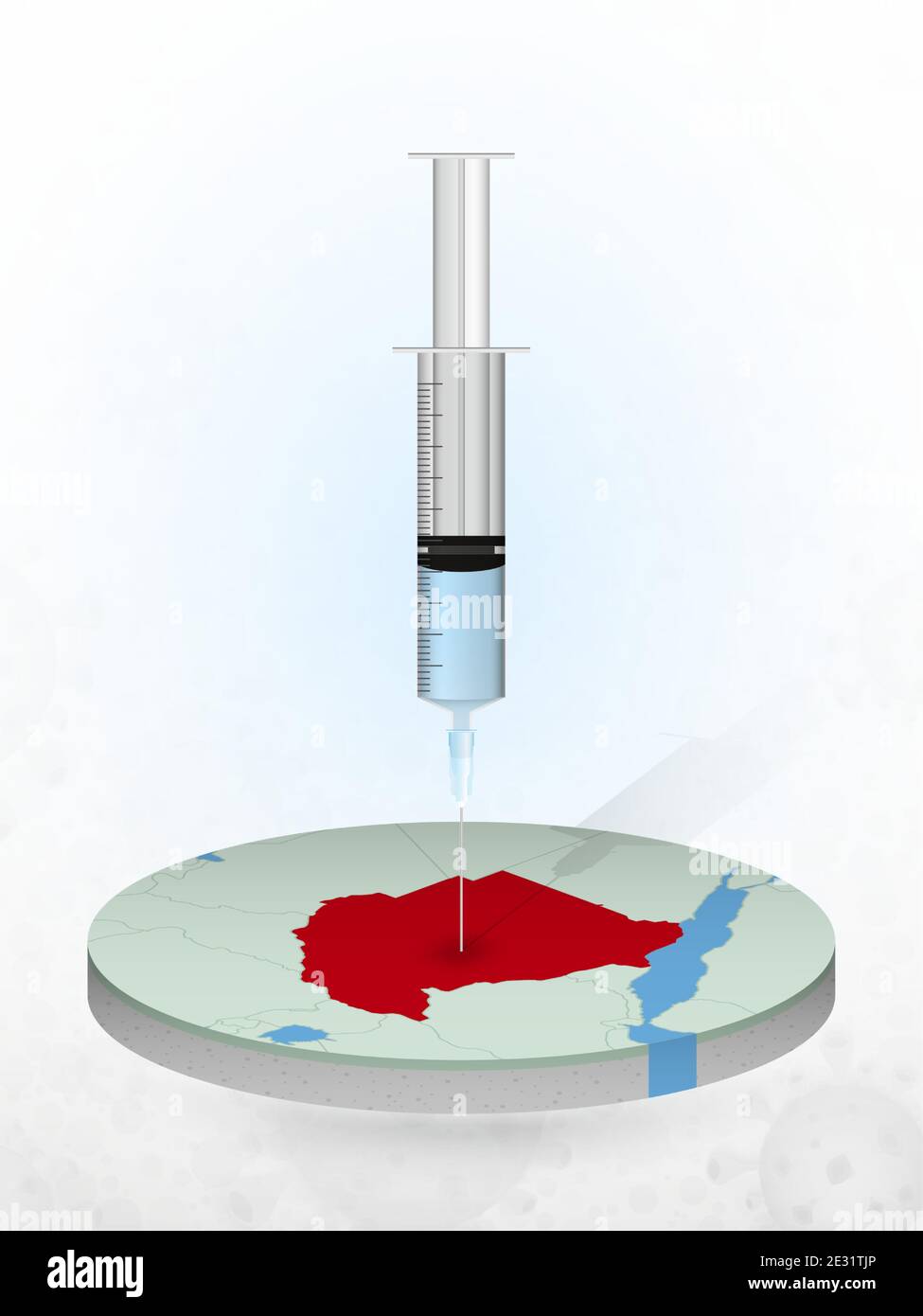 Vaccination of Sudan, injection of a syringe into a map of Sudan ...