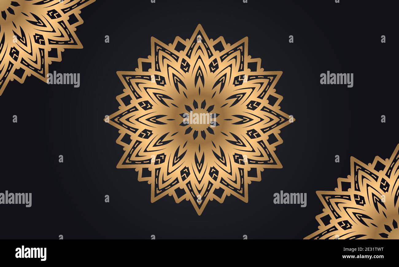 Luxury ornamental mandala design background in black and golden color ...