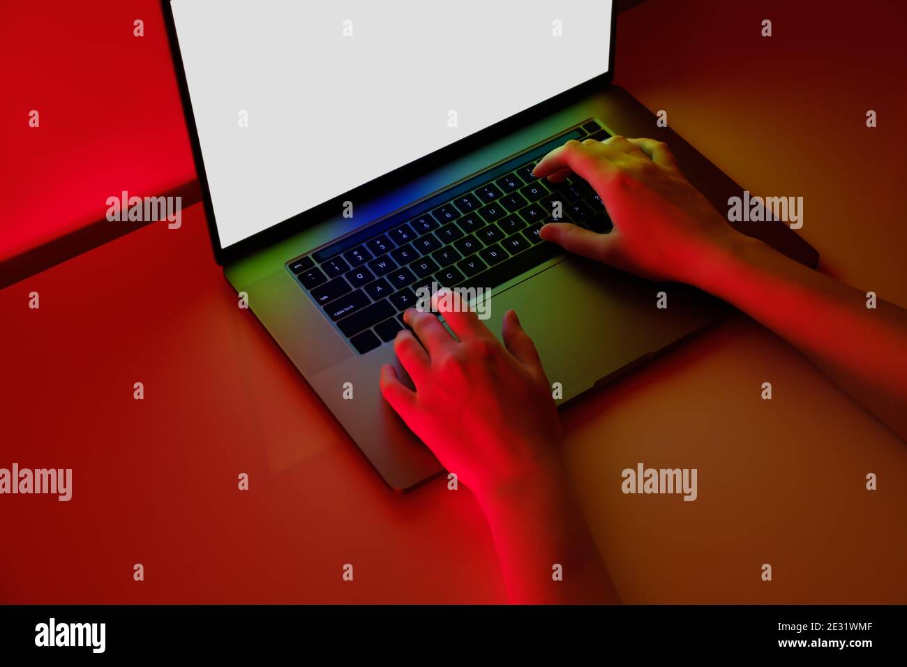 Hands on keyboard backlit hi-res stock photography and images - Alamy