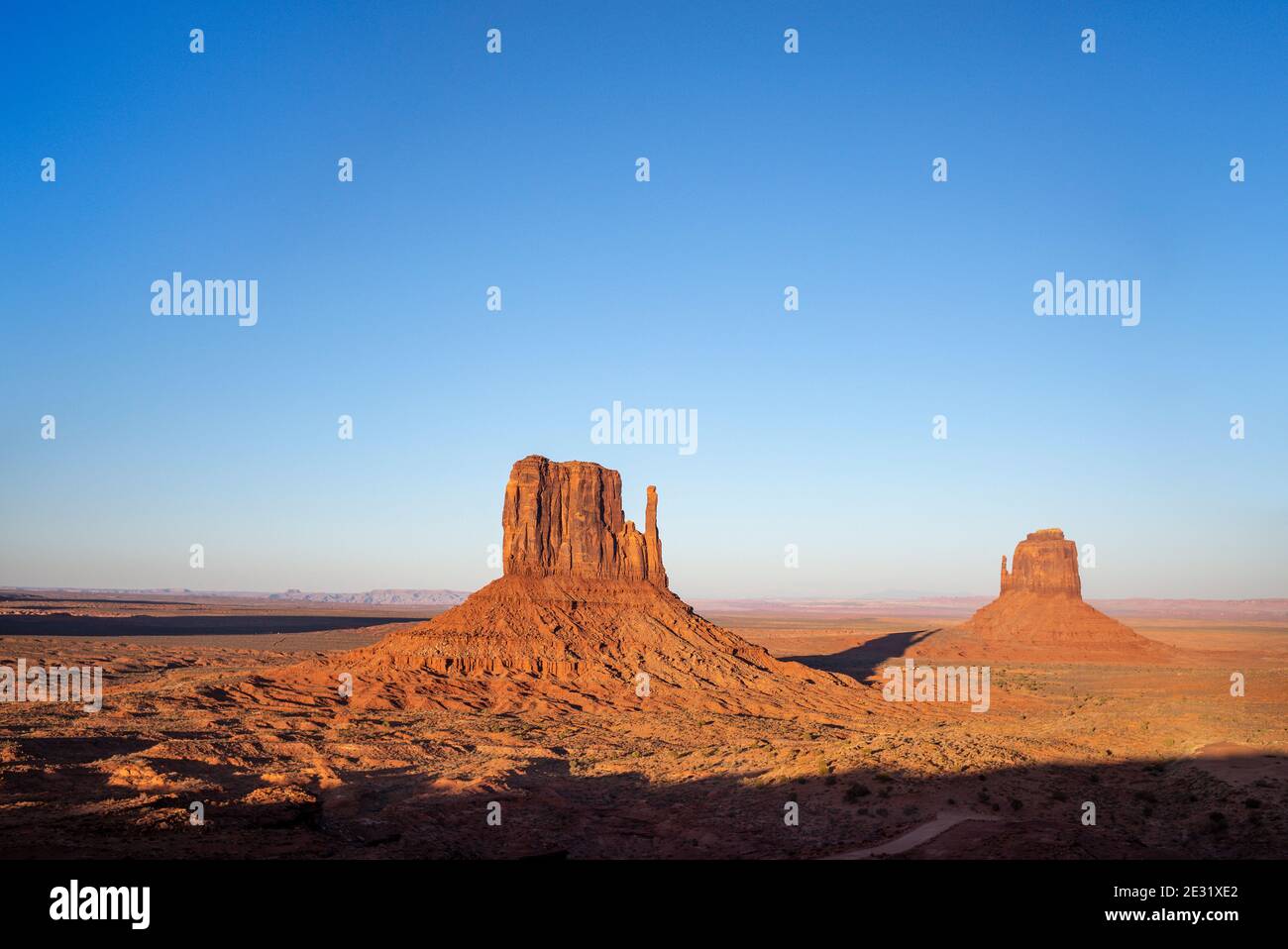 The famous West Mitten and East Mitten rock formations at sunset in ...