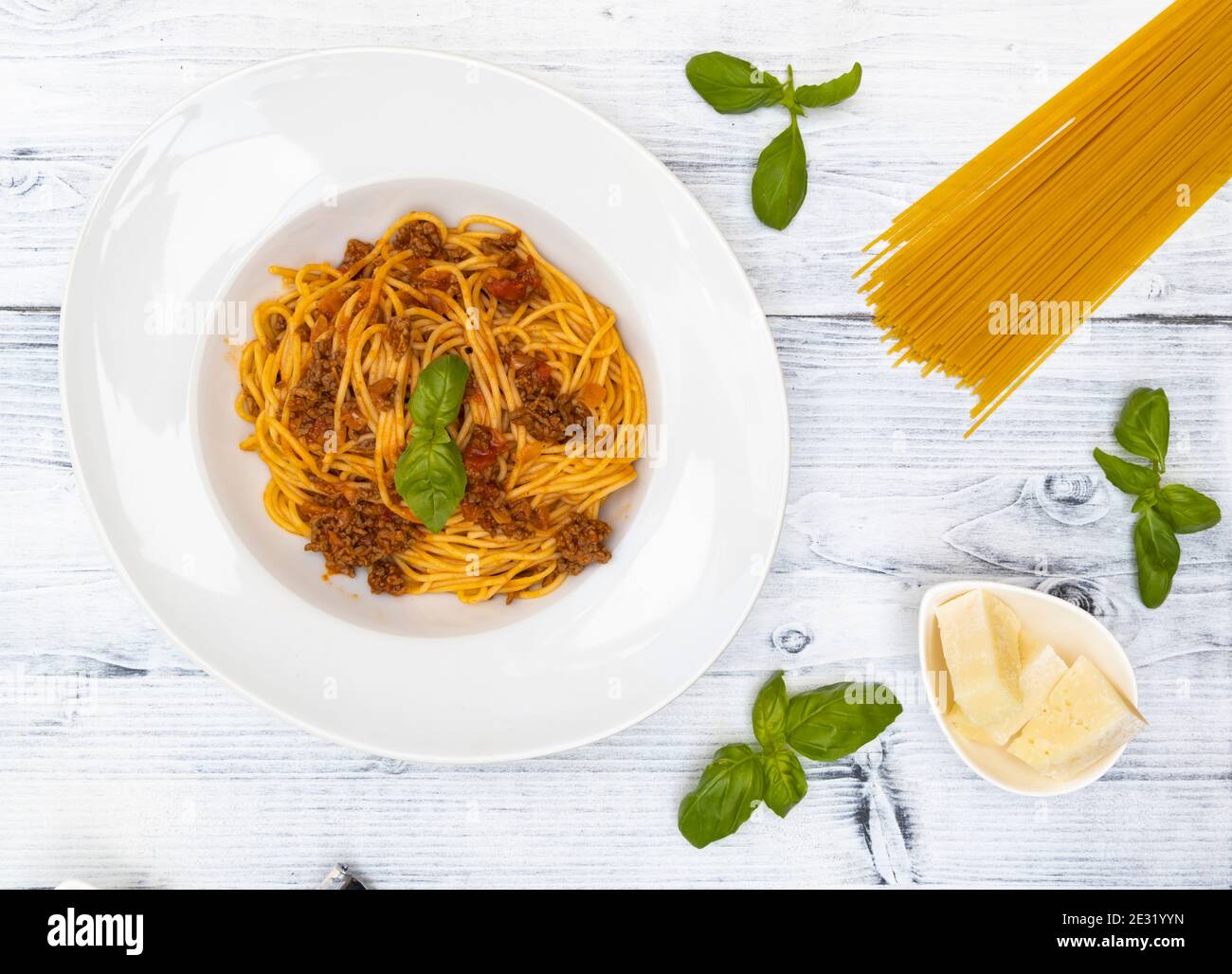 still life with spaghetti bolognese Stock Photo - Alamy