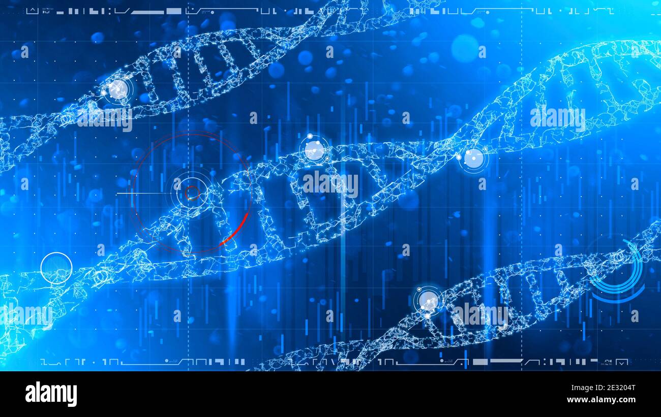 Dna helix, computer analysis and testing. Genetic instructions used for ...