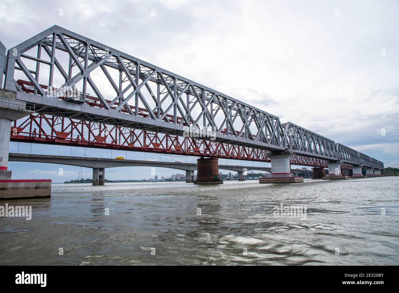 Syed Nazrul Islam Bridge and Bhairab rail way bridges over the Meghna ...