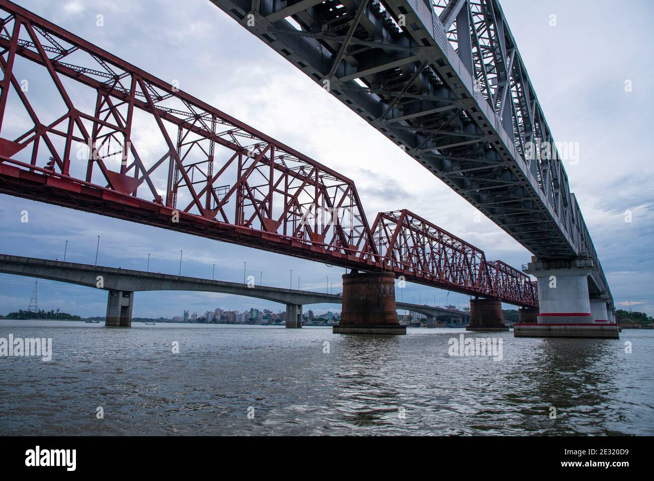 Syed Nazrul Islam Bridge and Bhairab rail way bridges over the Meghna ...