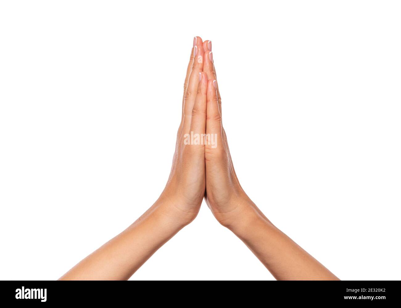 Female hands folded together isolated on a white background Stock Photo ...