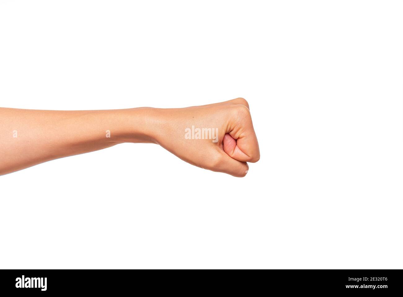 Female hand clenched into a fist isolated on a white background Stock ...