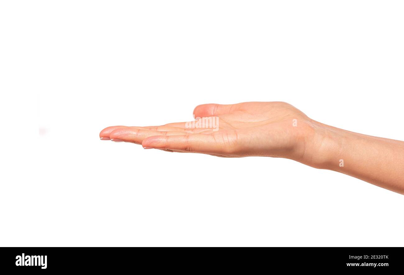 Female open hand isolated on white background Stock Photo - Alamy