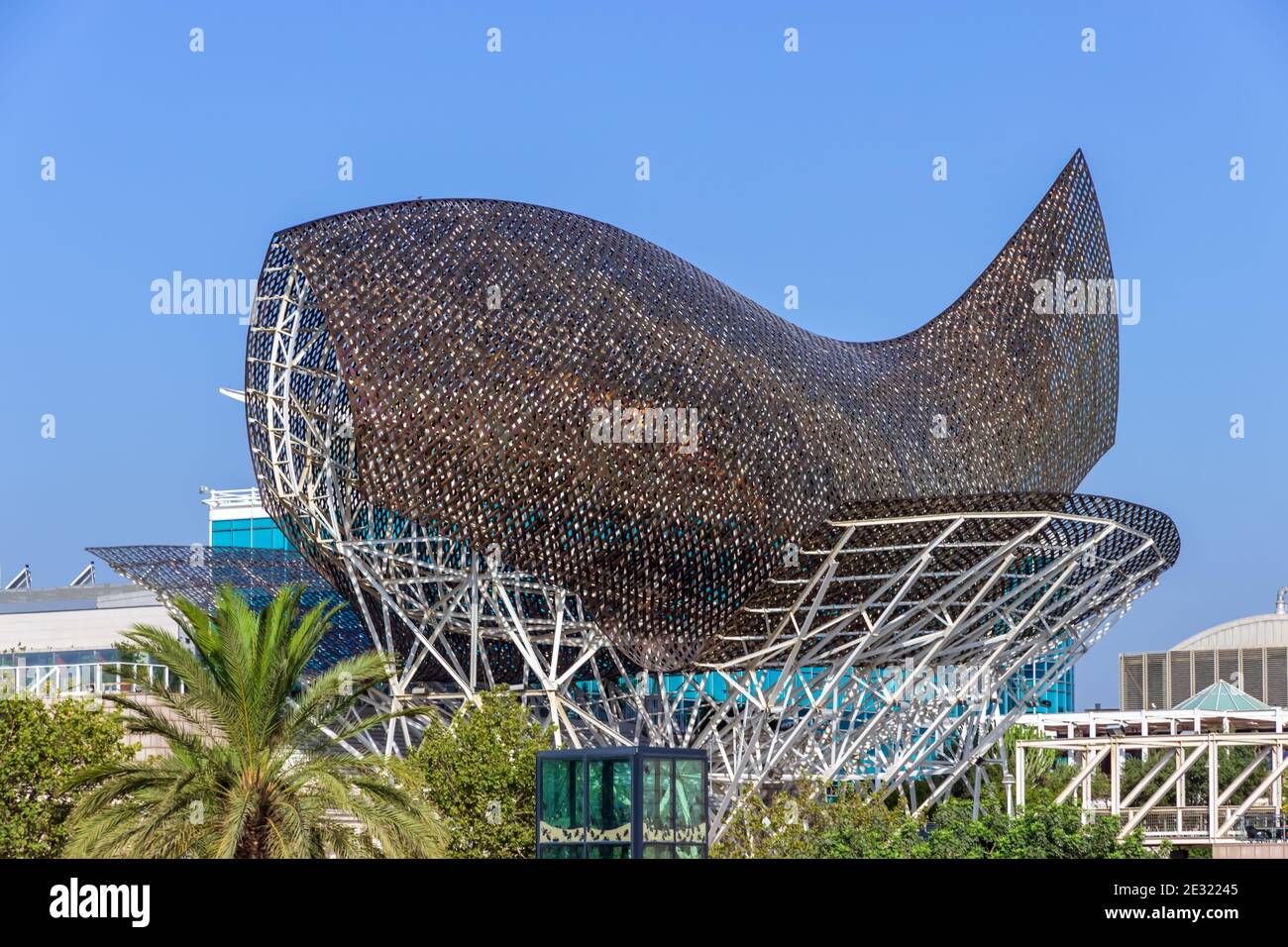 Sculpture "El Peix", Gold Fish located in front of the Port Olympic ...