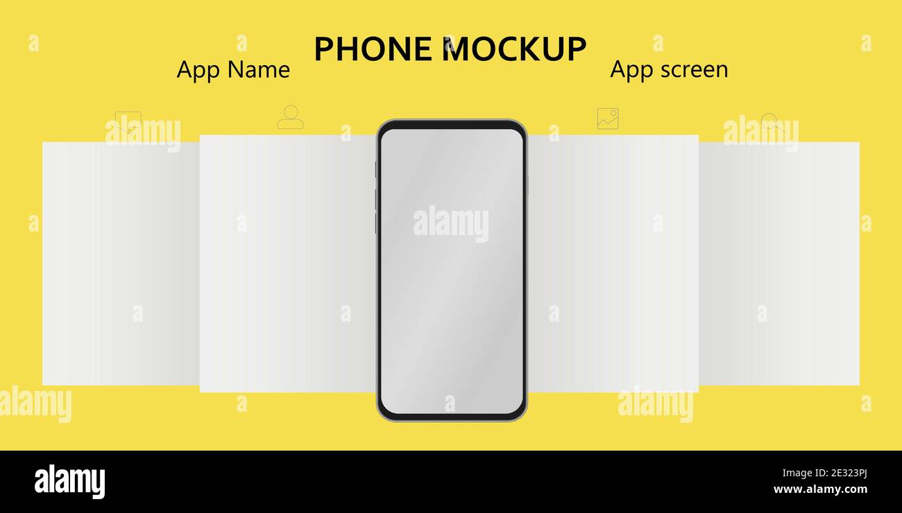 Mockup carousel interface post on trendy yellow background. Web app ui ...