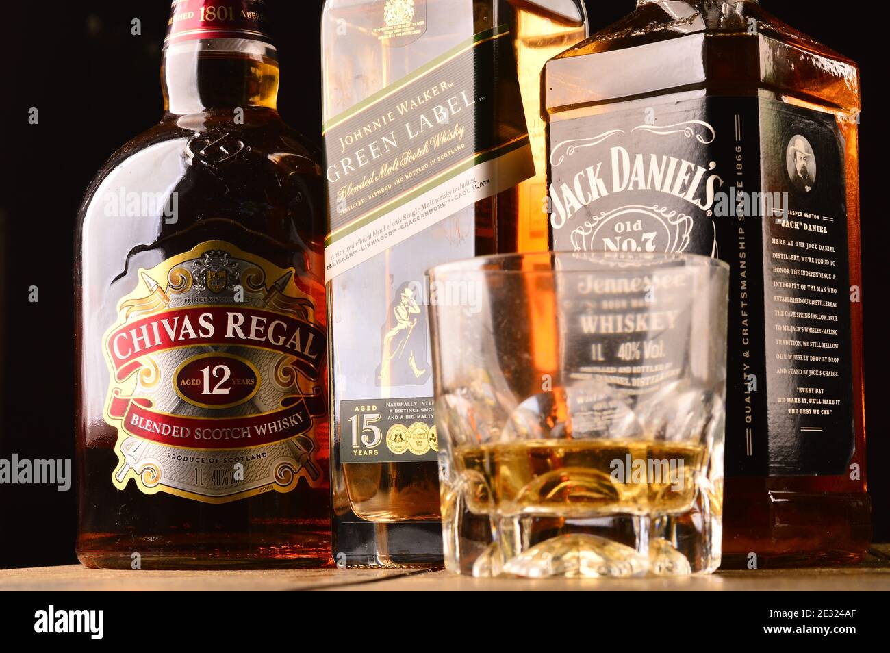 Mix of whiskey on the table Stock Photo - Alamy