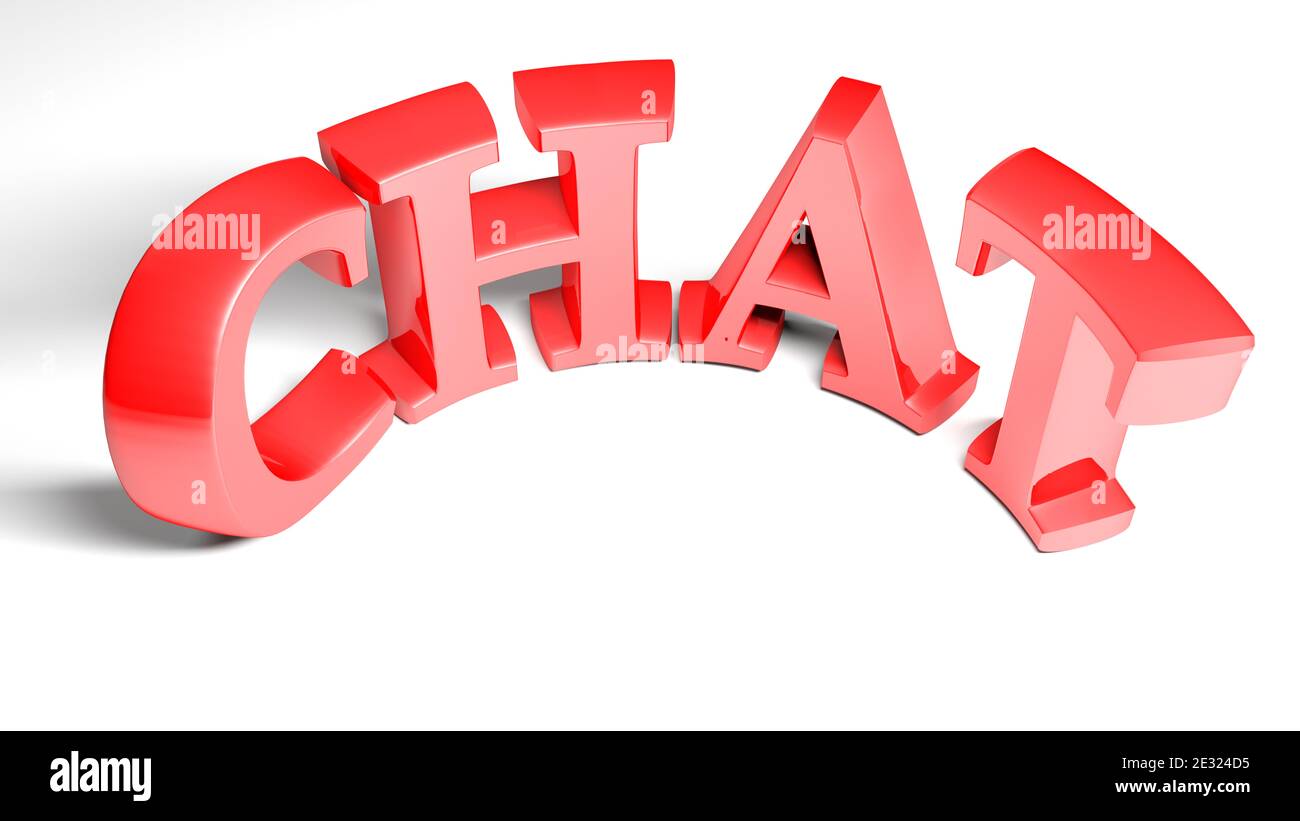 CHAT red write isolated on white background - 3D rendering illustration ...