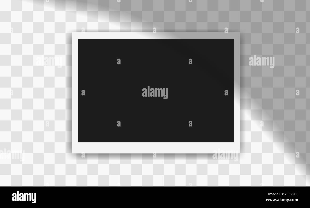 Empty photo frame mock up with shadow. Template isolated on transparent ...