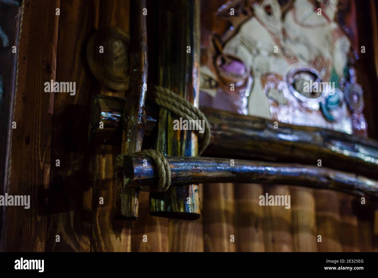 wood frame wrapped in rope Stock Photo - Alamy