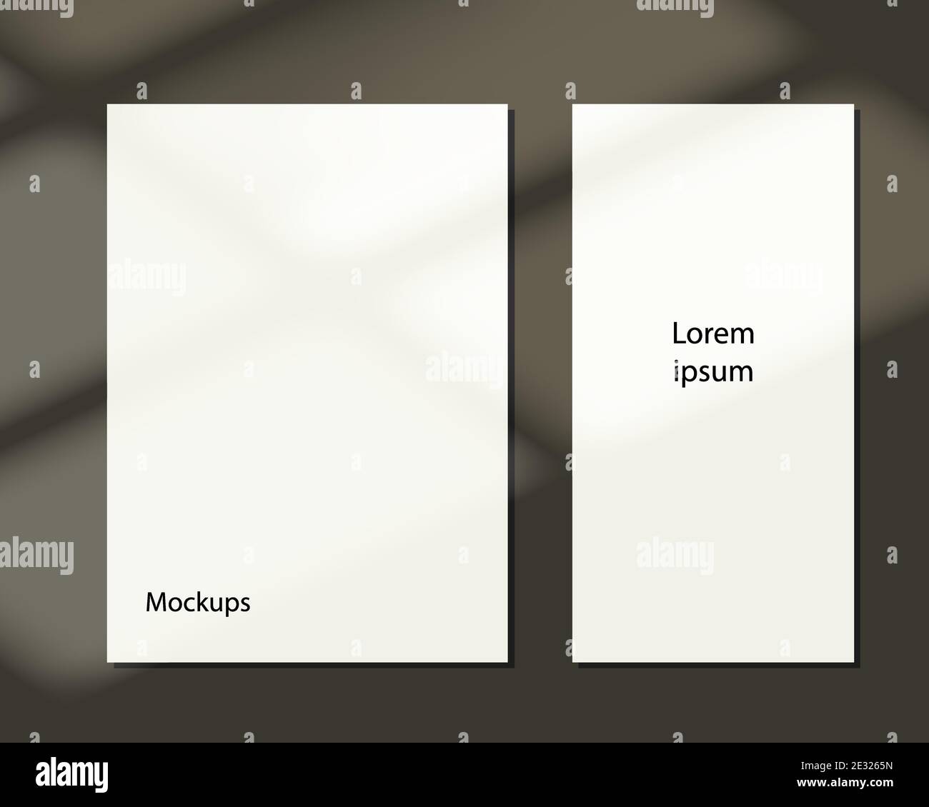 Mockup of paper sheets for business concept. Shadow overlay window ...